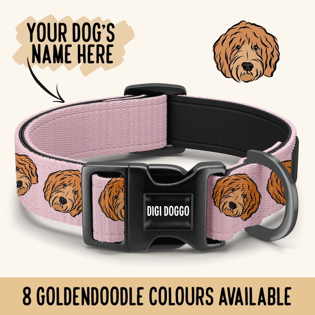 Goldendoodle Collar/ Personalised Dog Print Pattern Collar/ Adjustable ...