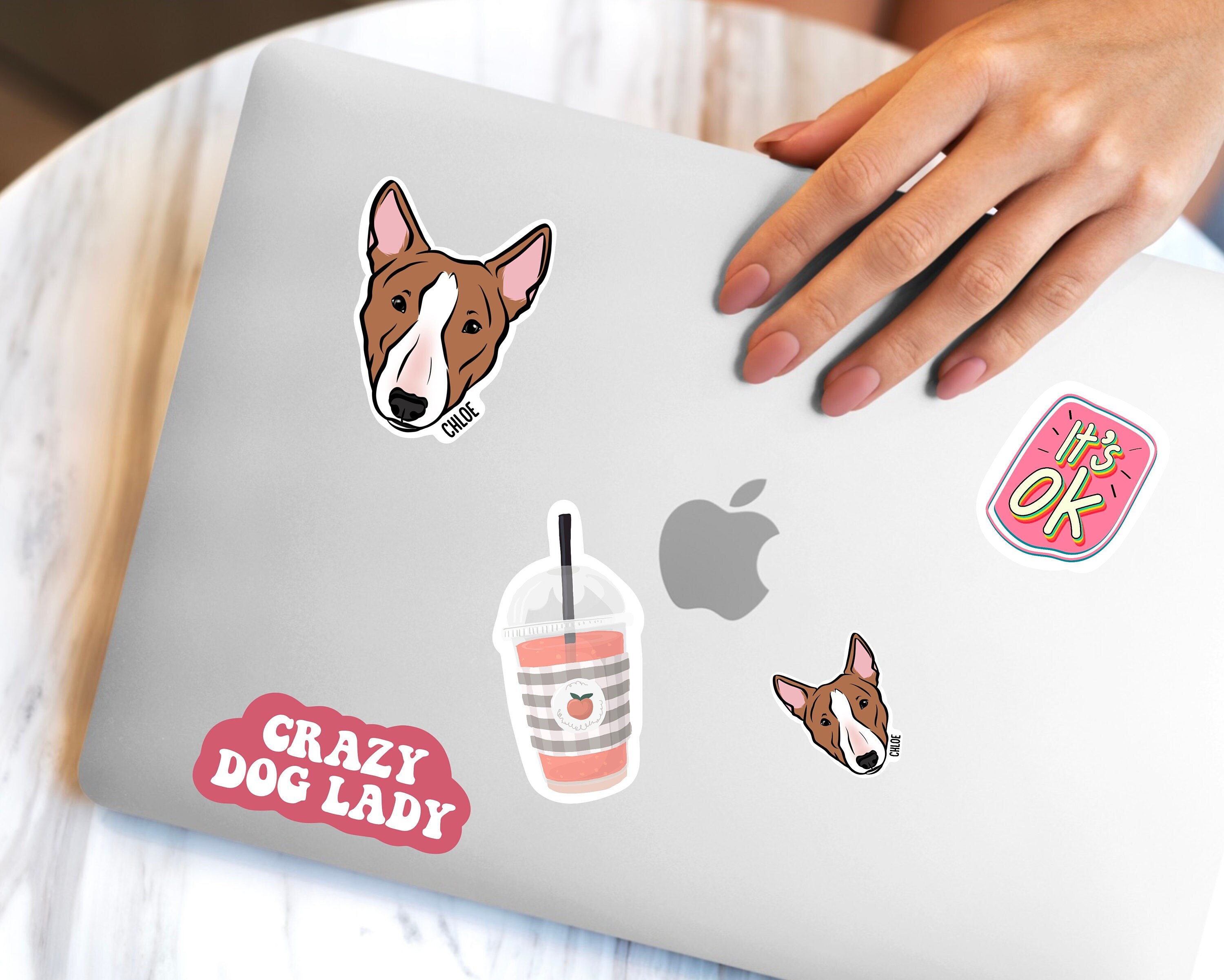 Bull Terrier Face Stickers/ Personalised Bull Terrier Name - Etsy