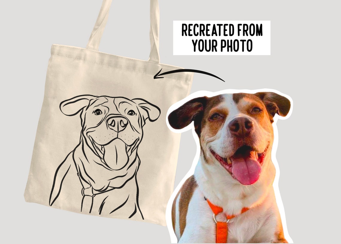 Personalised Dog Tote Bag/ Custom Pet Shopper Bag/ Minimalist - Etsy
