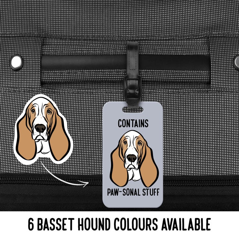 Basset Hound Luggage Tag: Custom Dog Breed Travel Accessory - Etsy