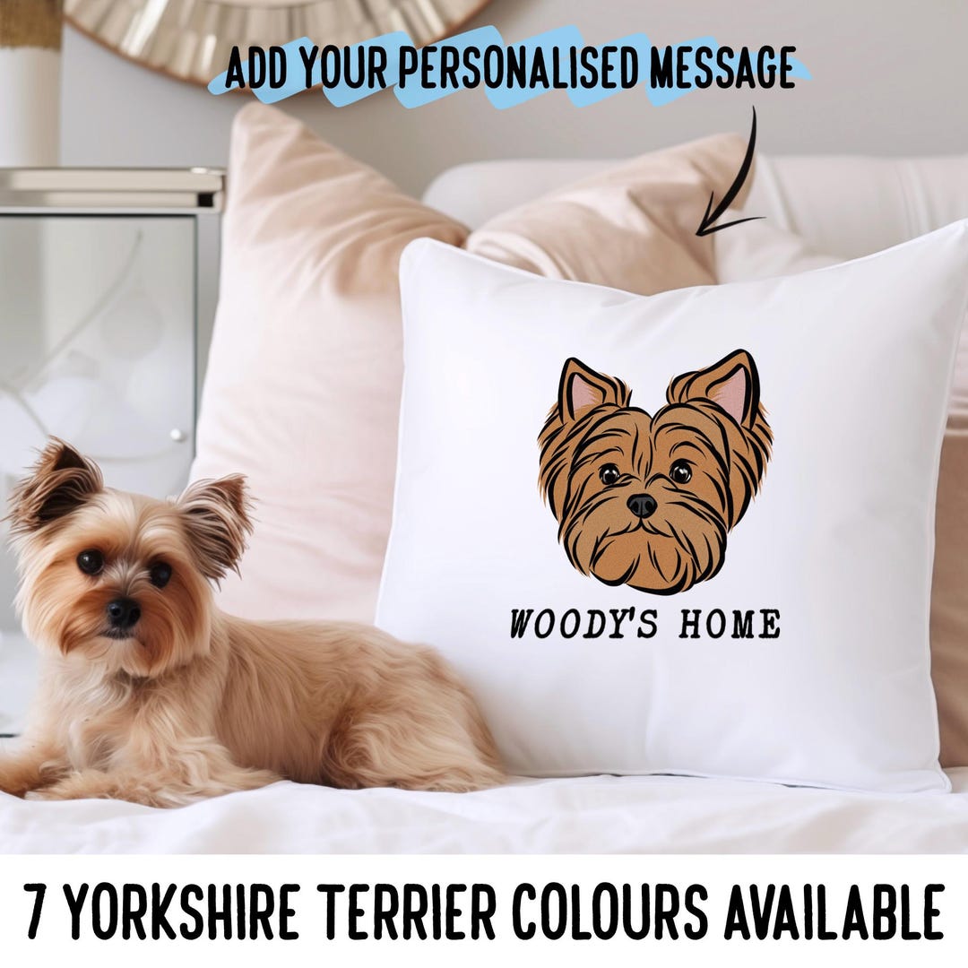Yorkshire Terrier Face Pillowcase/personalised Yorkie Portrait Cushion ...