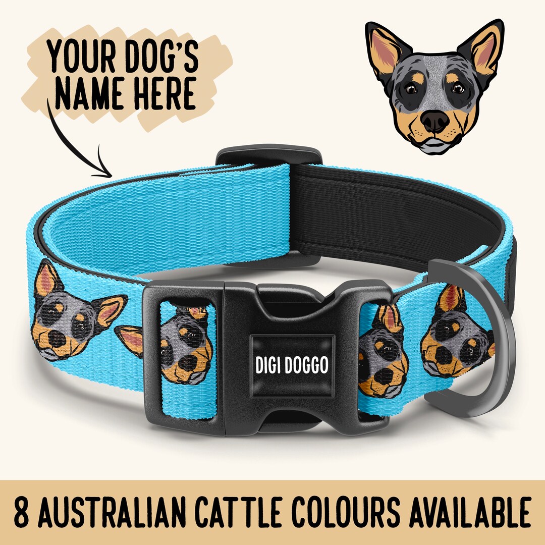 Australian Cattle Collar/ Customised Dog Face Pattern Collar/ Pet ...