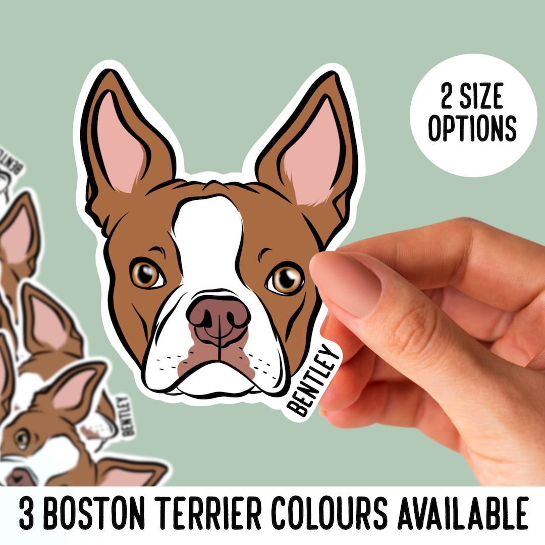 Boston Terrier Stickers/ Customised Boston Terrier Name Laptop Stickers ...