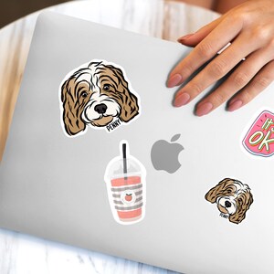 Cavapoo Face Stickers/ Personalised Dog Portrait Die Cut Sticker Pack ...