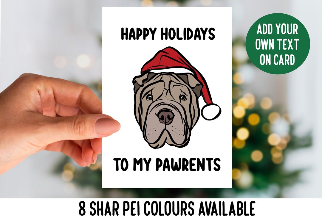 Personalized Shar Pei Christmas Card: Festive Dog Greeting - Etsy