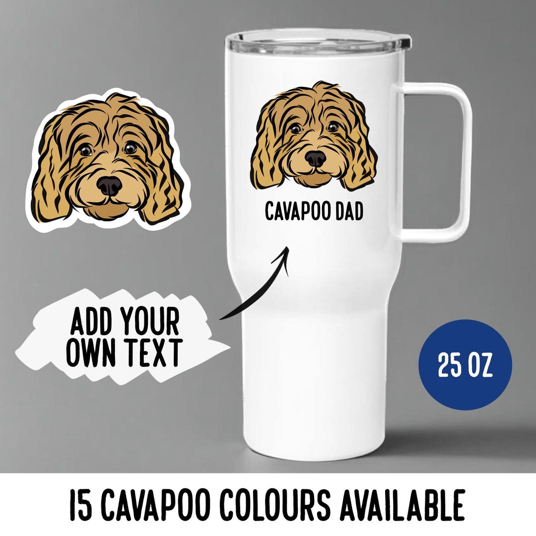 Cavapoo Travel Mug/ Stainless Steel Mug With Handle/ Cute Cavapoo Print ...