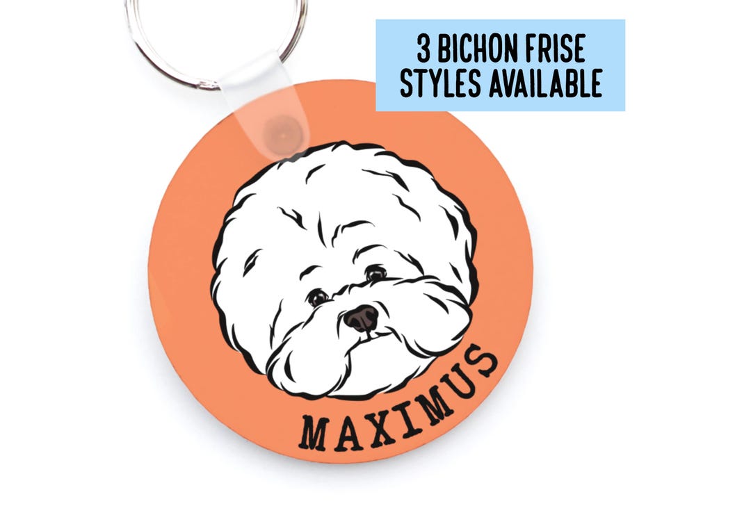 Bichon Frise Keychain/ Personalised Dog Print Sublimation Keyring ...