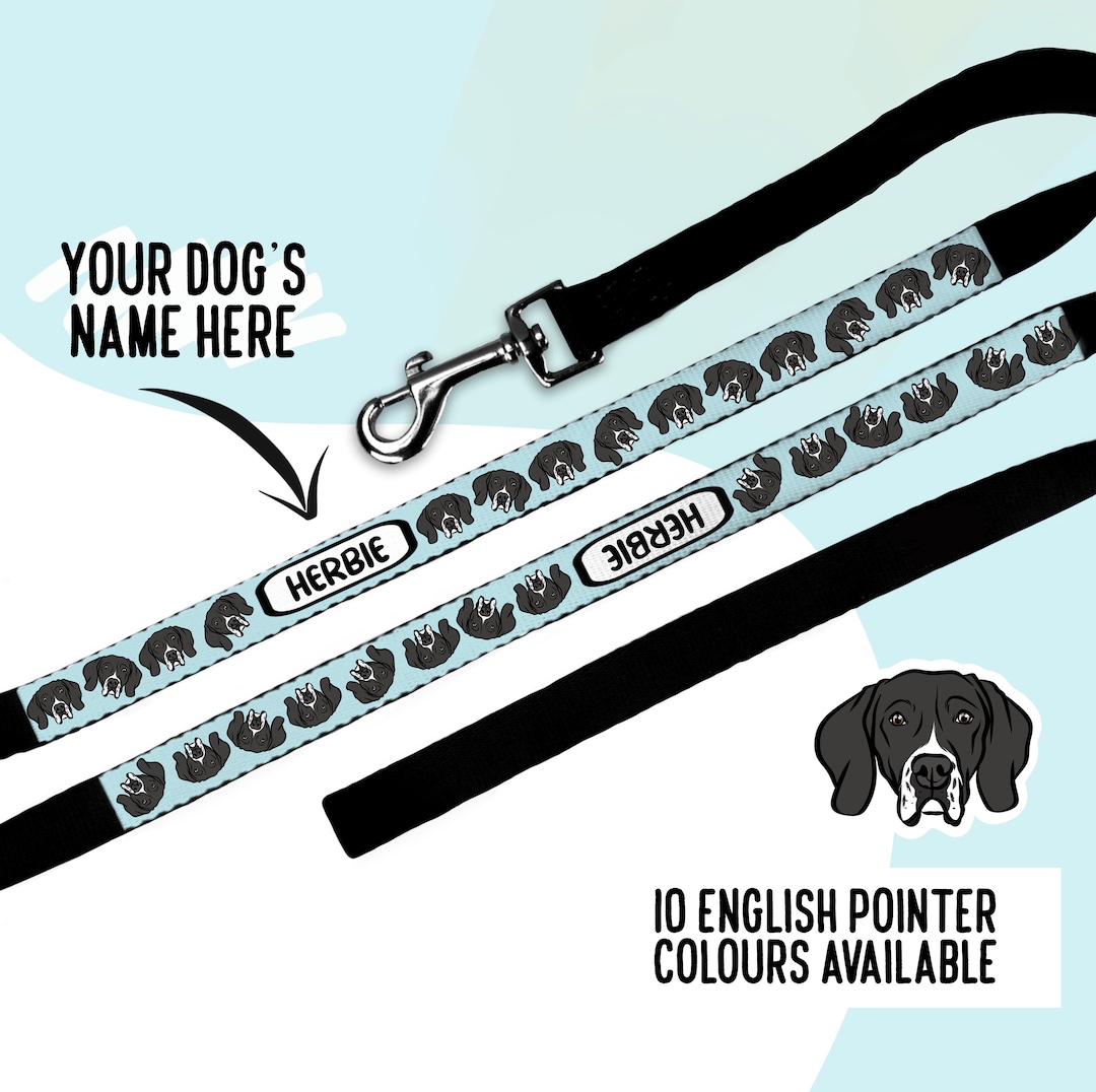 English Pointer Leash/ Personalised Dog Face Pattern Lead/ Sublimation ...