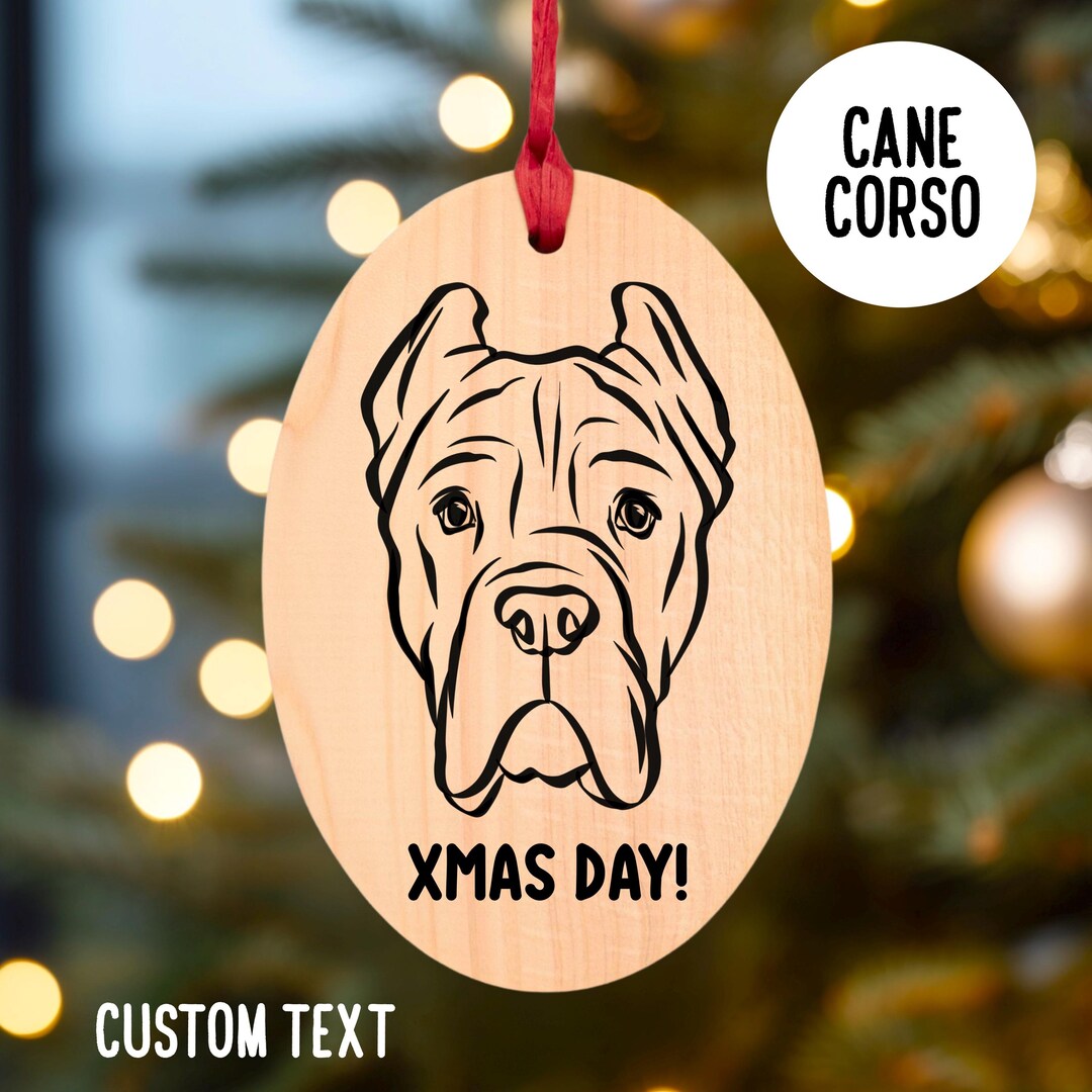 Custom Cane Corso Christmas Ornament: UV Printed Hinoki Wood - Etsy