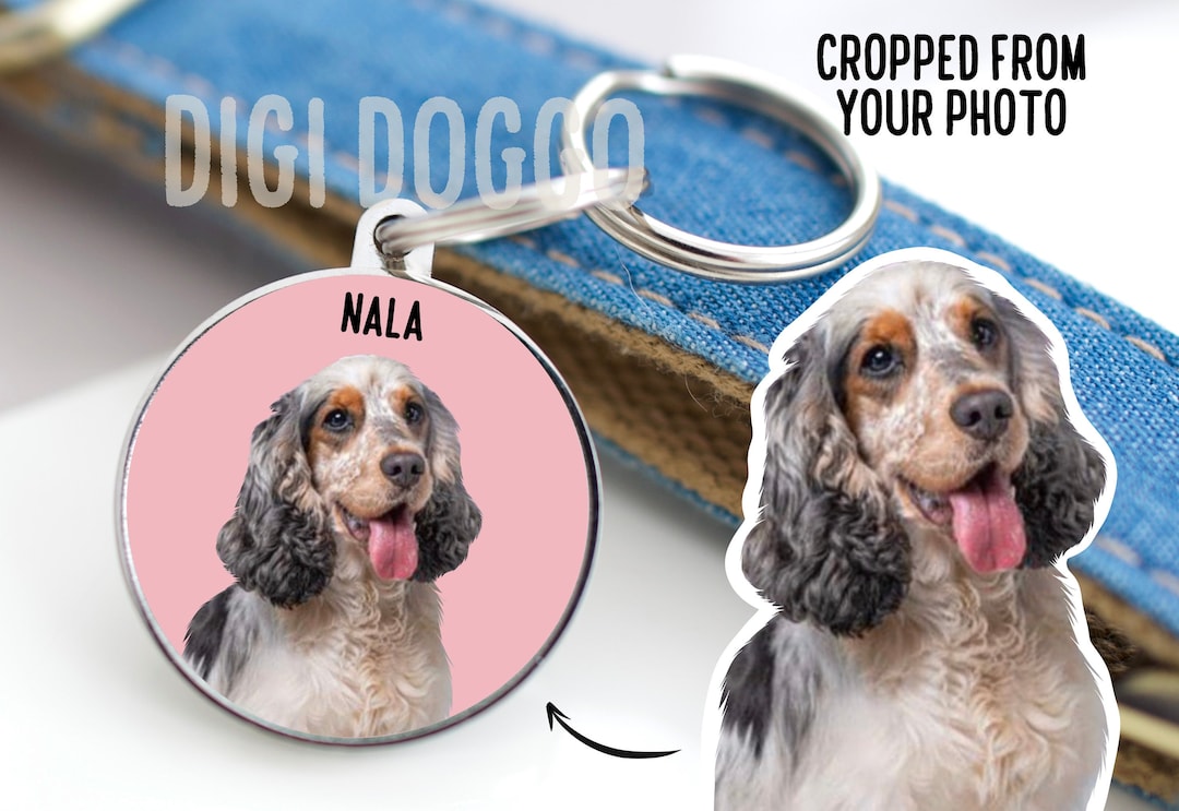Personalised Dog Photo Id Tag/ Customised Pet Photo Collar Tag/ Dog ...