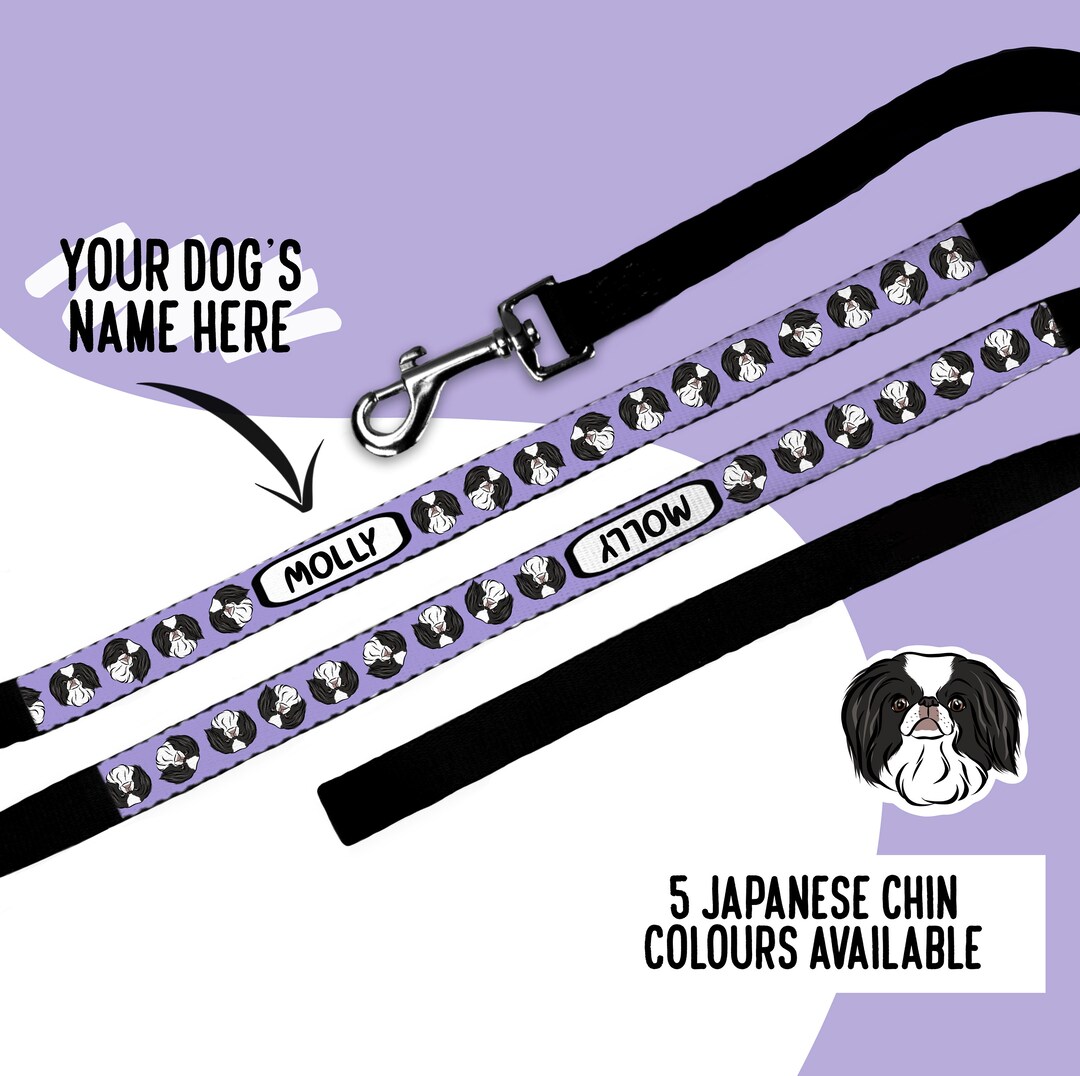 Custom Japanese Chin Dog Leash: Personalized Dog Face Pattern Walking ...