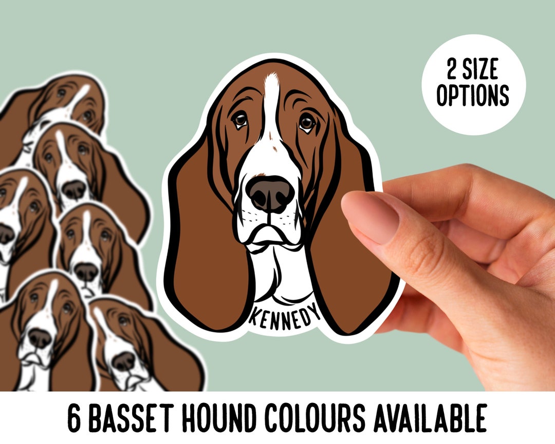 Basset Hound Stickers Personalised Dog Face Die Cut Stickers Custom ...