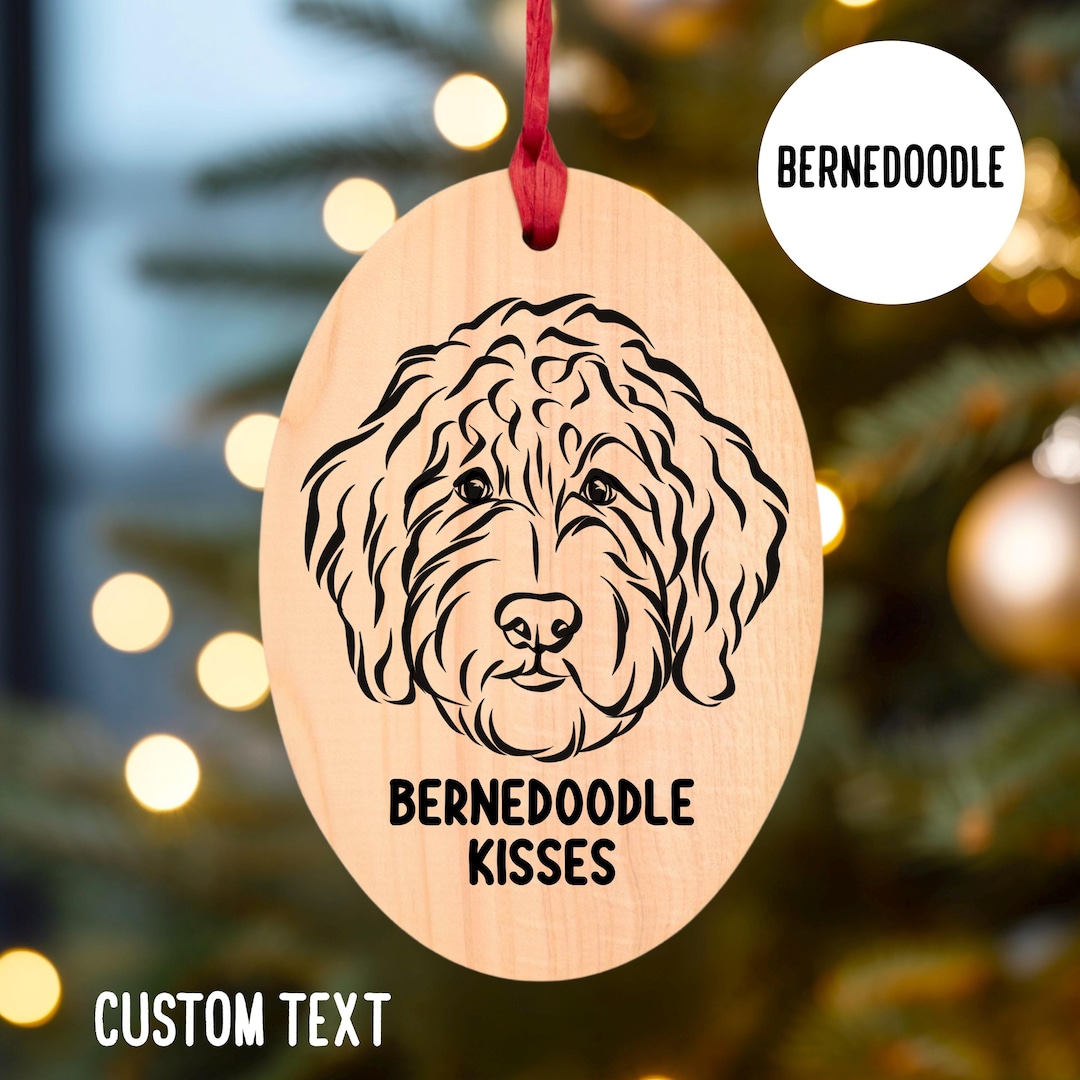 Dog Portrait Christmas Tree Ornament/personalised Bernedoodle Name ...