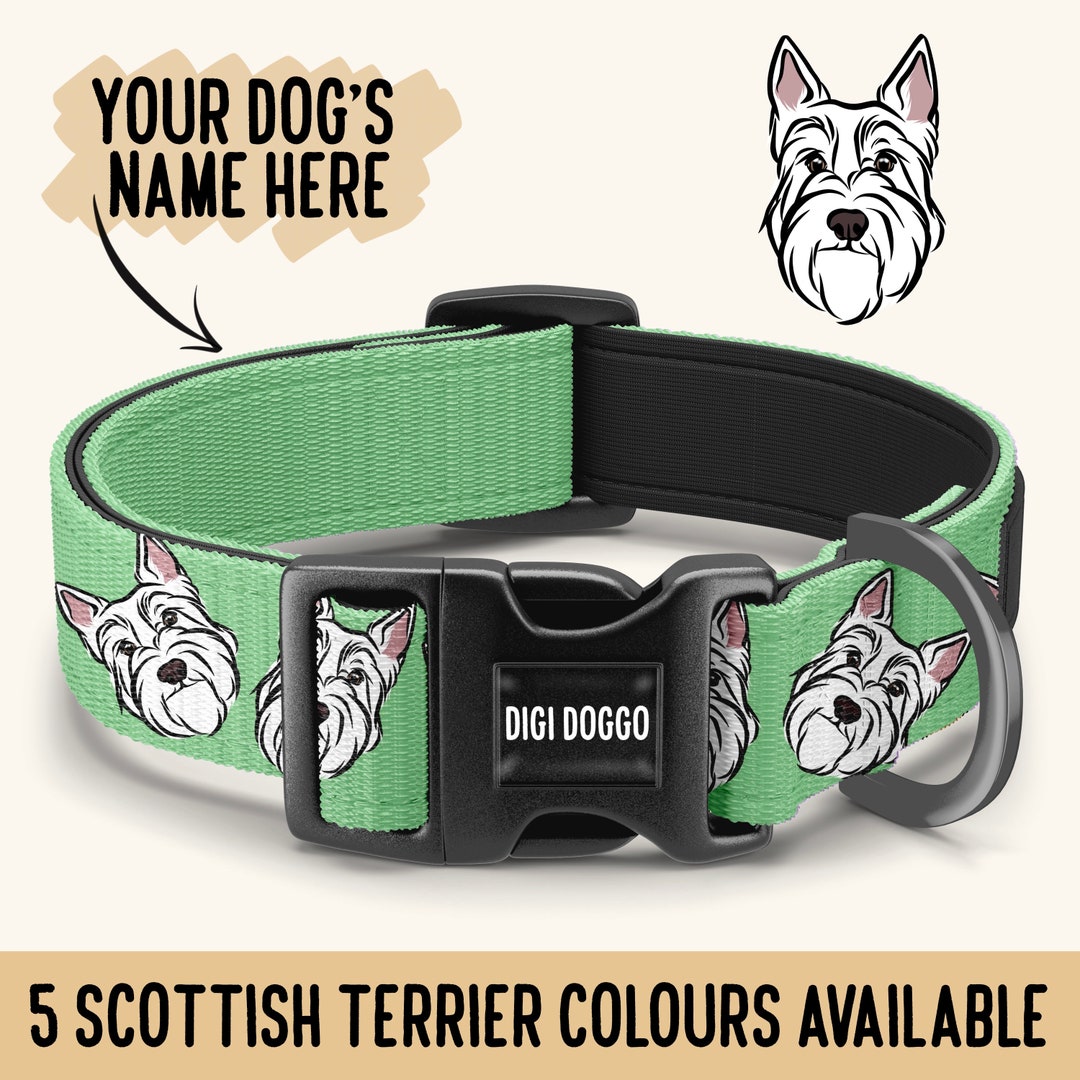 Scottish Terrier Collar/ Adjustable Pet Portrait Collar/ Buckle Dog ...