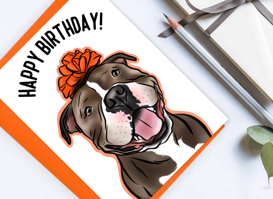 American Bully Breed Birthday Card/ Pet Celebration Postcard/ Happy Dog ...