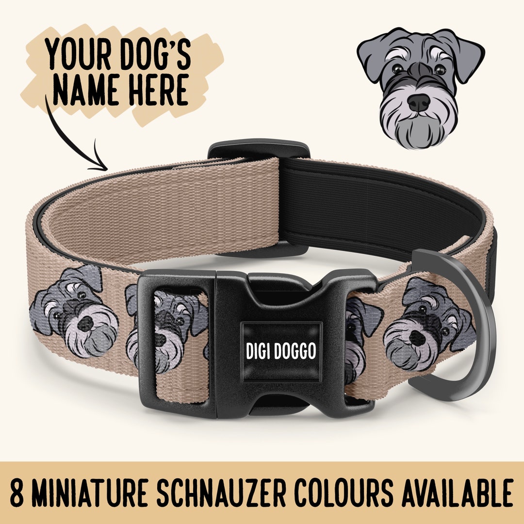Miniature Schnauzer Collar/ Customised Schnauzer Face Pattern Collar ...