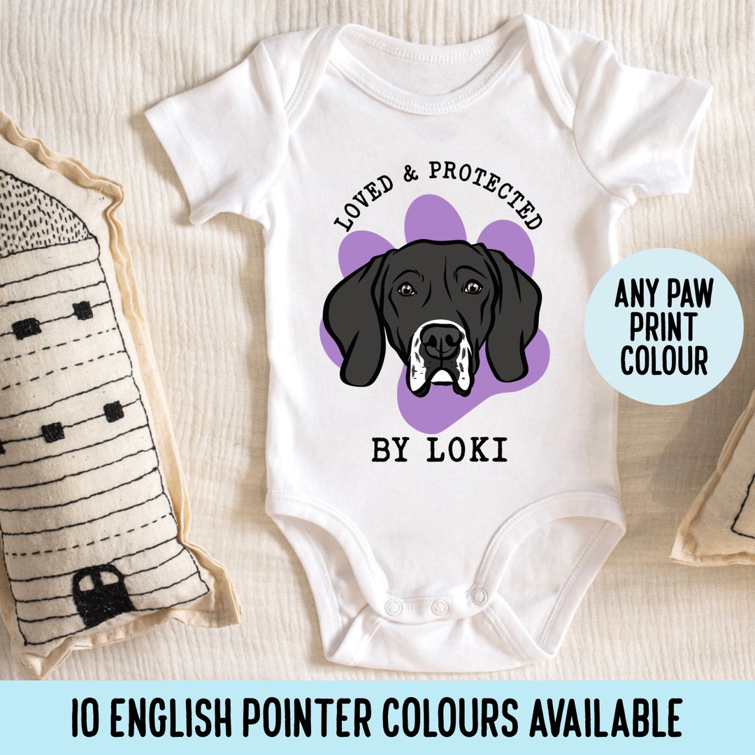 English Pointer Baby Onesie Custom Pointer Dog Baby Grow Personalised ...