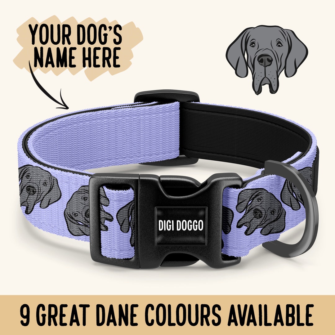 Great Dane Dog Collar/ Custom Great Dane Face Pattern Dog Collar ...