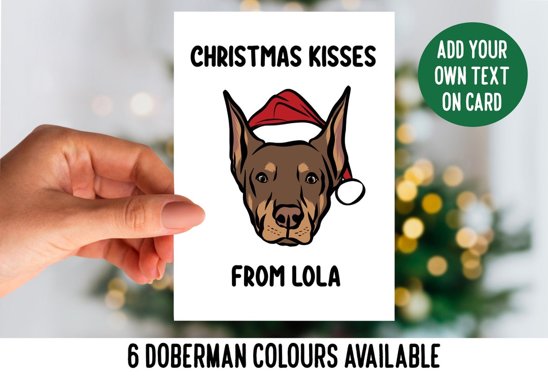 Doberman Christmas Card/ Personalised Doberman Pinscher Greeting Card ...