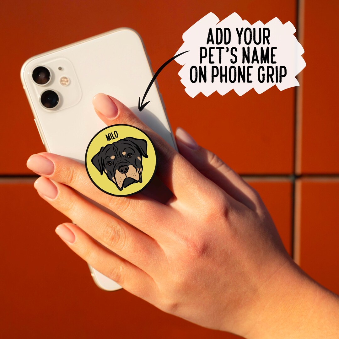 Rottweiler Phone Grip/ Dog Portrait Mobile Phone Grip Stand/ Custom ...