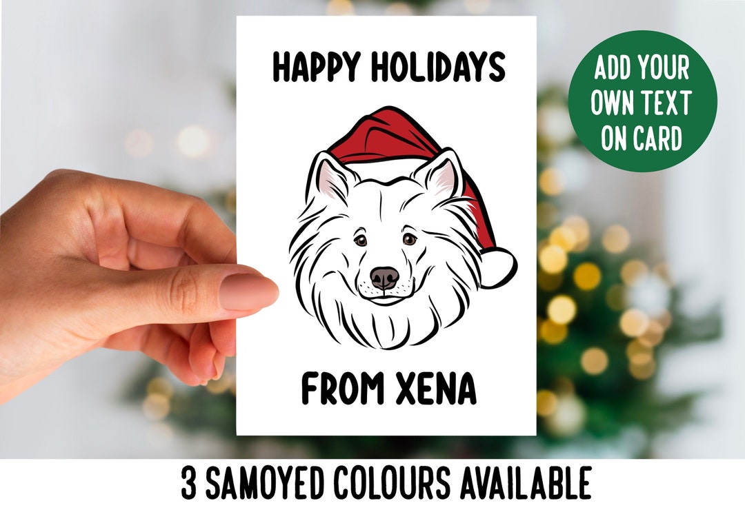 Samoyed Christmas Card/ Personalised Message Greeting Card/ Cute ...