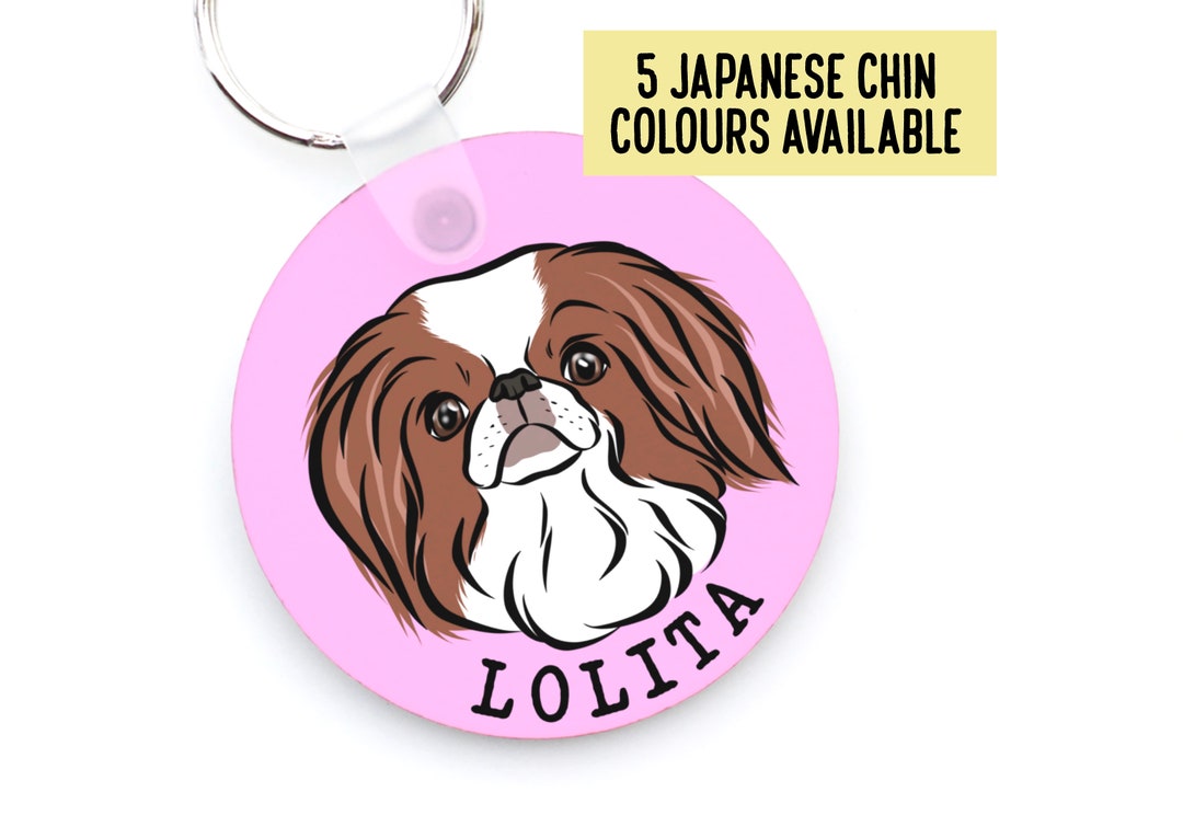 Personalized Japanese Chin Keychain: Custom Dog Portrait Keyring - Etsy