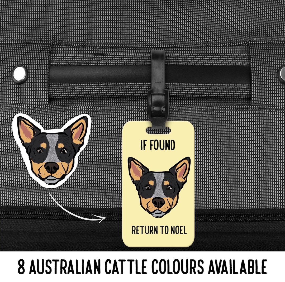 Australian Cattle Dog Luggage Tag: Aussie Breed Portrait Travel Bag ...