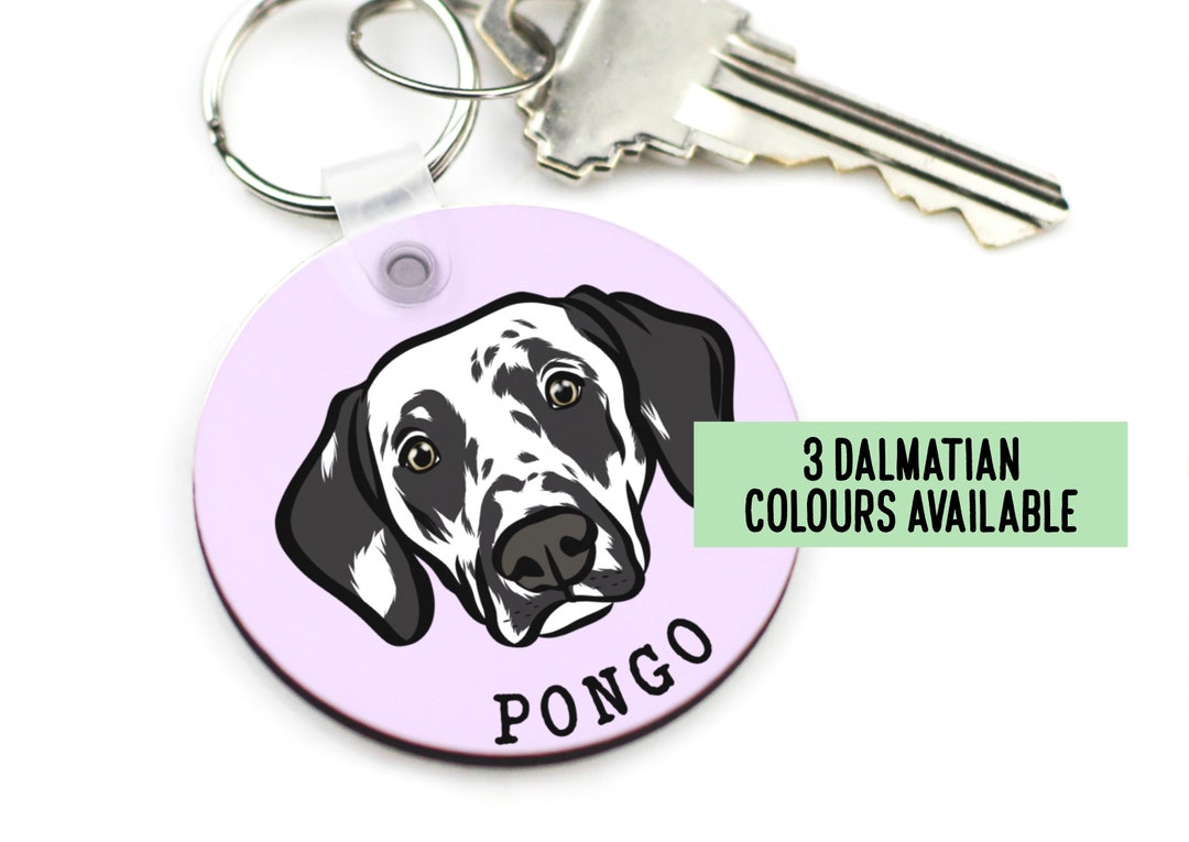 Personalised Dalmatian Keyring Custom Dalmatian Dog Face Keychain Cute Dalmatian Name Keyring ...