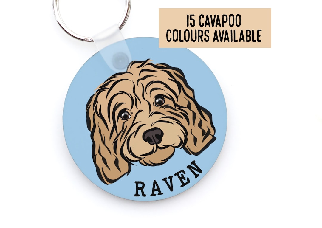 Cavapoo Face Keyring/ Personalised Dog Name Keychain/ Custom Cavapoo ...