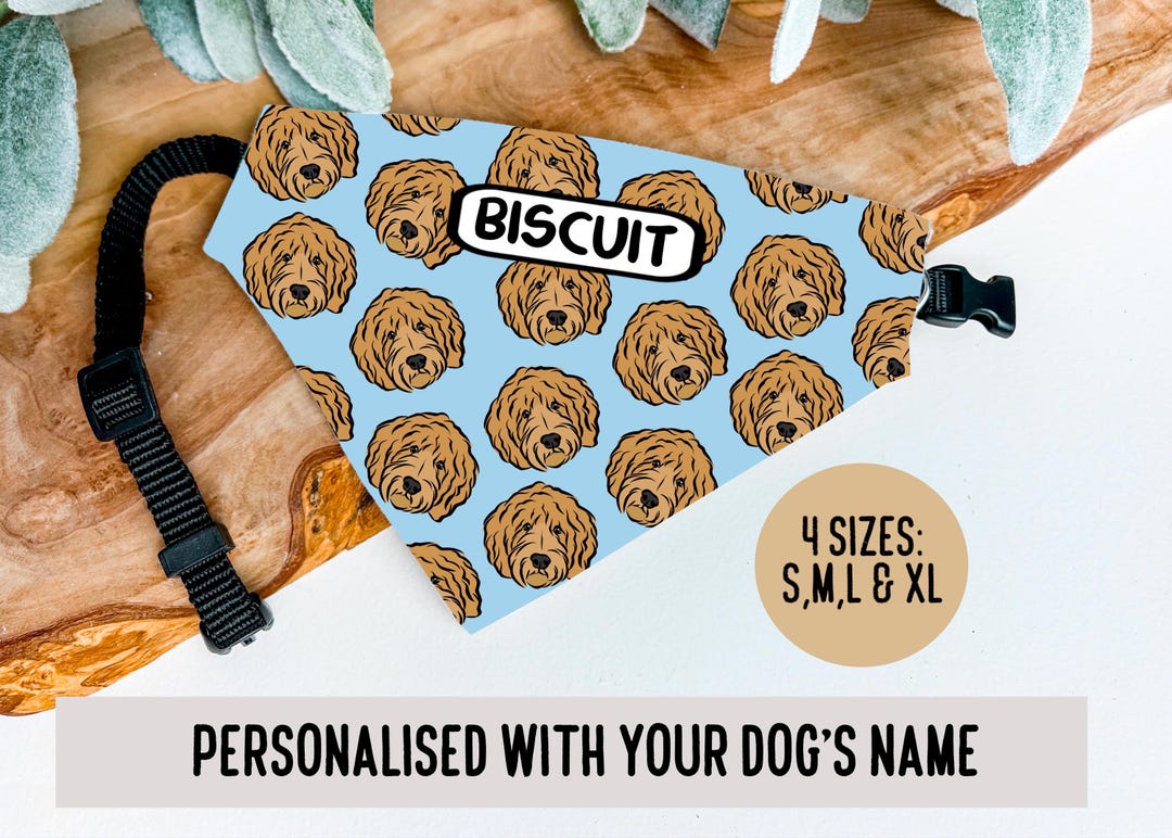 Personalized Goldendoodle Face Bandana - Slip Over Collar - Etsy