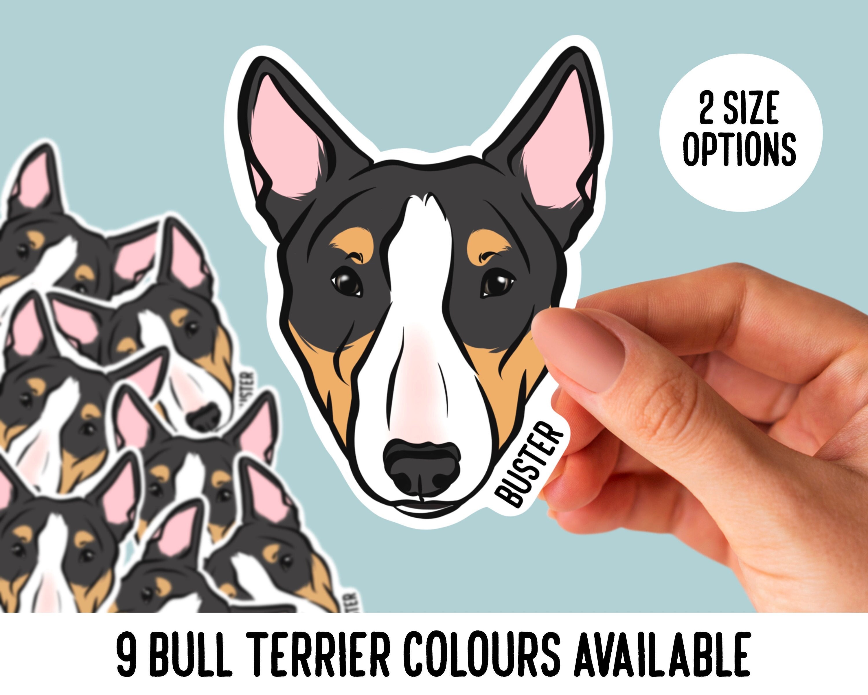 Bull Terrier Face Stickers/ Personalised Bull Terrier Name - Etsy