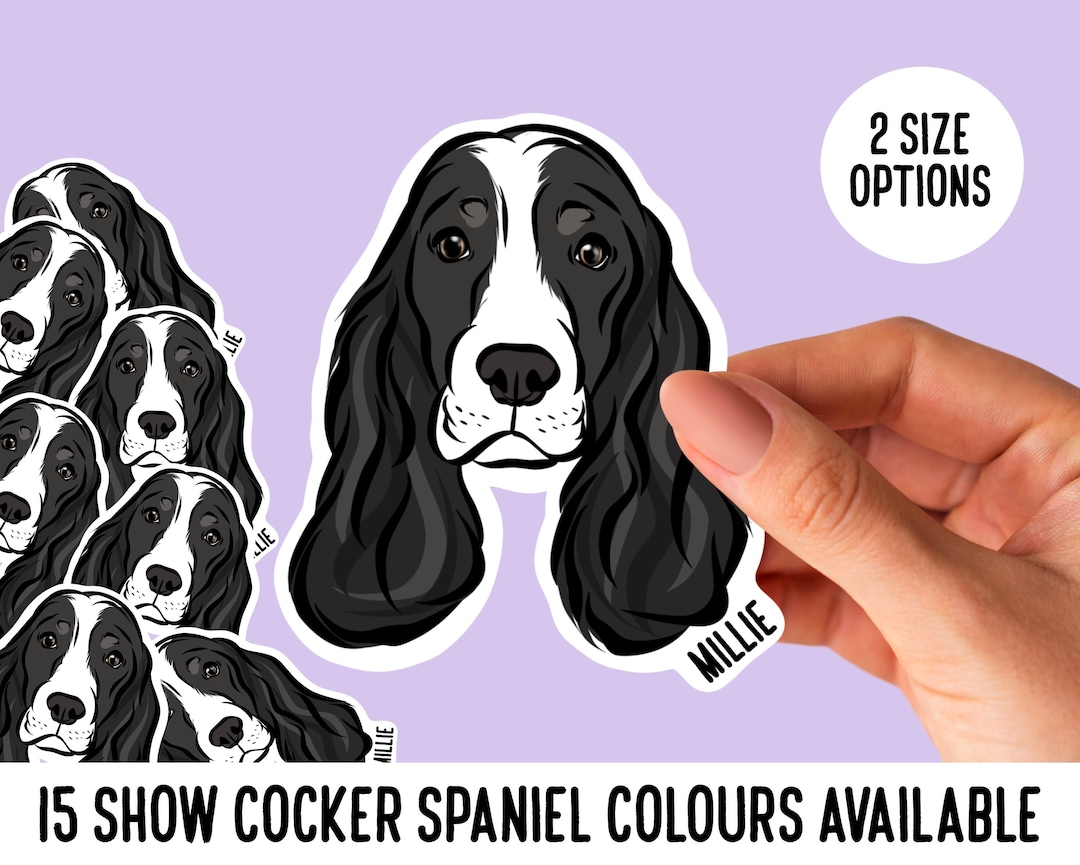 Personalized Show Cocker Spaniel Stickers: Custom Dog Face Laptop ...