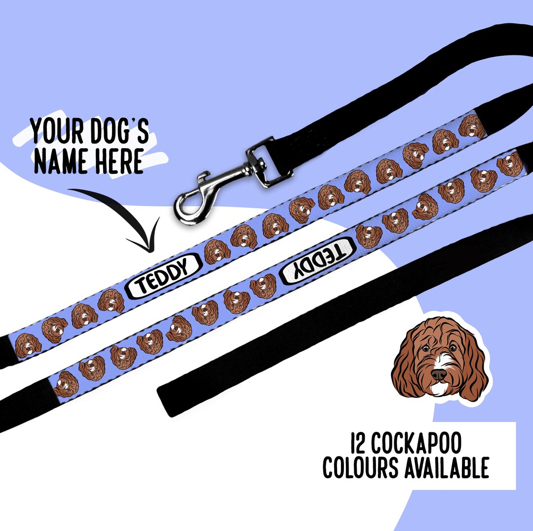 Personalized Cockapoo Dog Leash: Custom Portrait Lead, Dog Walking ...