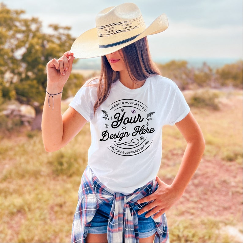 Country Western Model Mock up Bundle Unique Cowgirl Mockups White Shirt ...