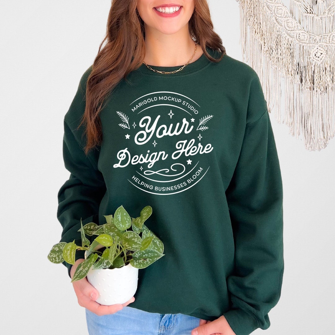 Forest Green Sweatshirt Mockup Sweatshirt 18000 Mock up Gildan 18000 ...