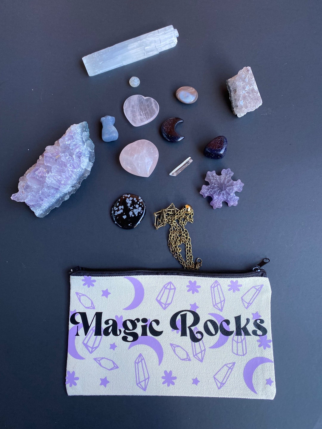 Crystal Zipper Pouch | Magic Rocks Crystal Carrying Case | Crystal ...