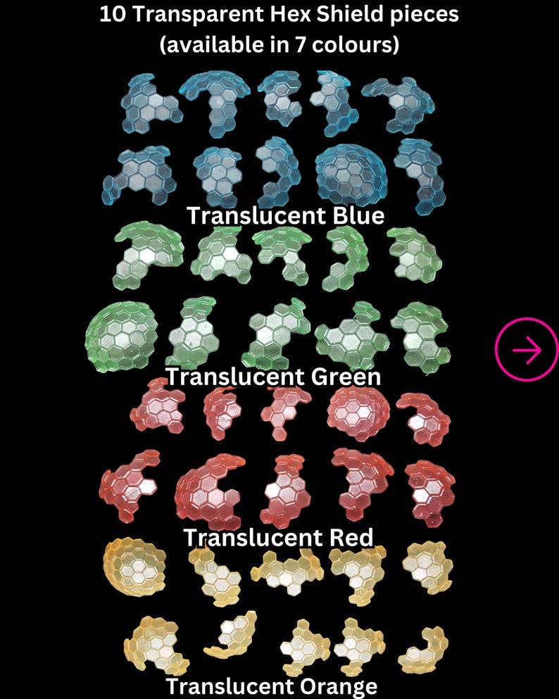 Hex Shields With Ricochets (set of 10) Resin 3d Print. Wargaming ...