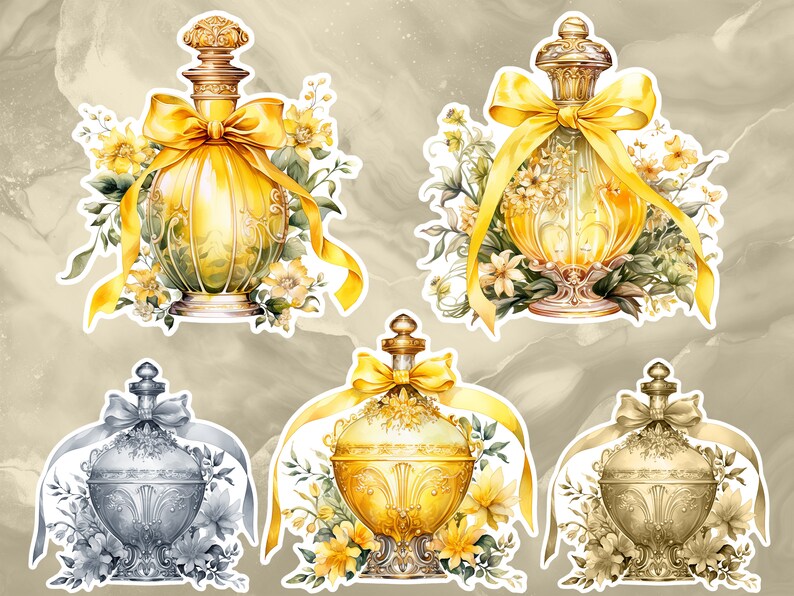 Stickers Perfume Bottle Golden Radiance PNG and Clip Art Digital ...