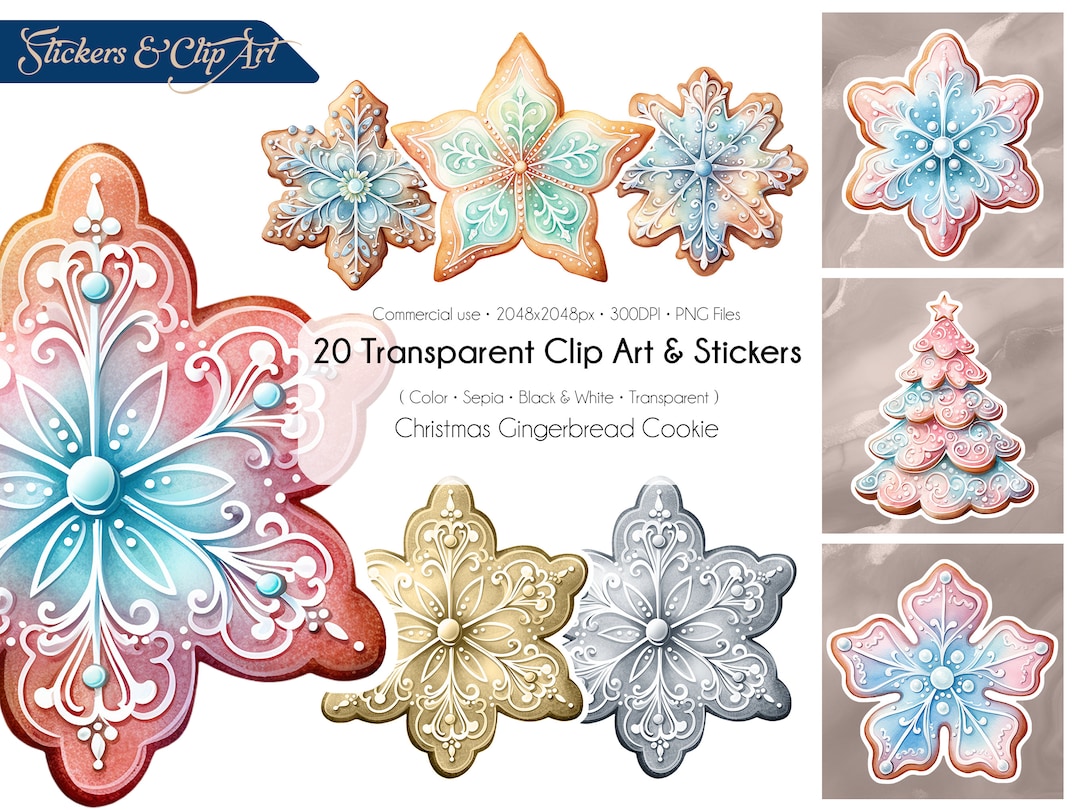 Stickers and Clip Art Christmas Gingerbread Cookies PNG - Etsy