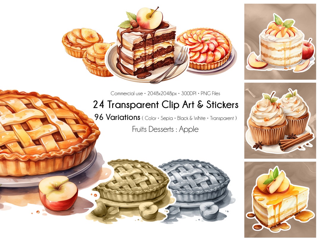 Stickers Fruits Desserts Apple PNG and Clip Art Digital - Etsy