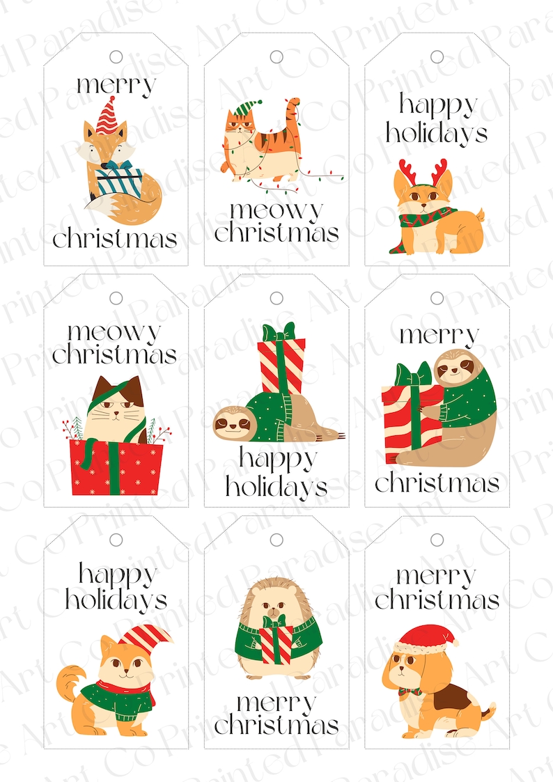 Christmas Holiday Gift Tags Cute & Kid-friendly Designs - Etsy