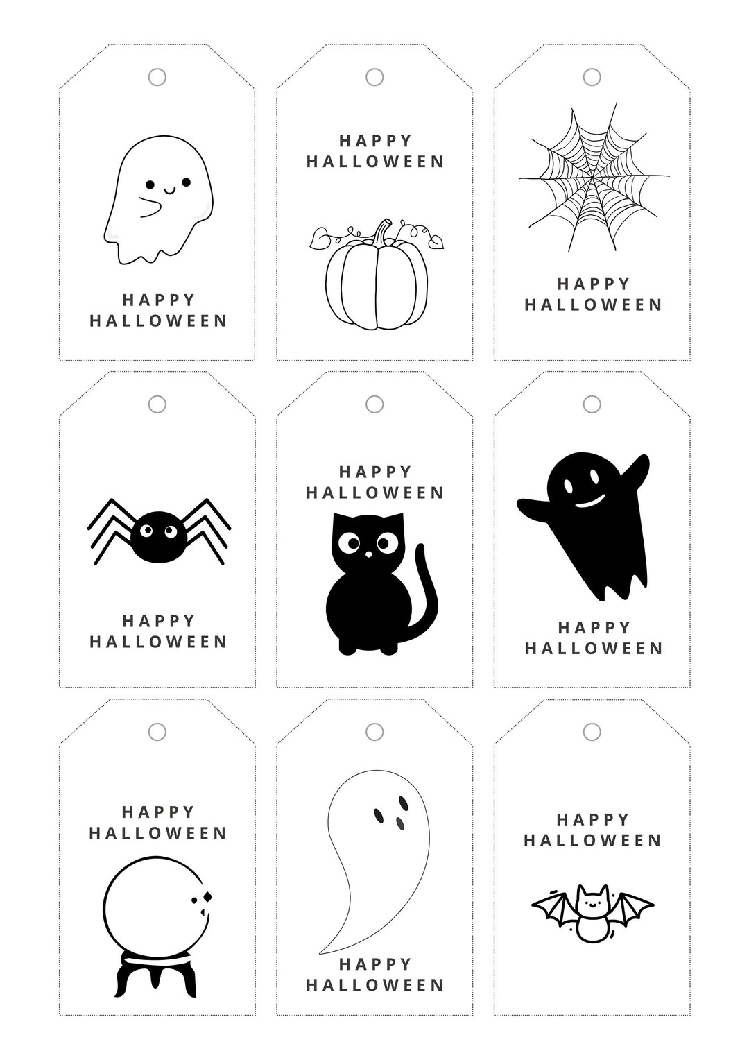 Halloween Gift Tags Cute & Kid-friendly Designs Instant - Etsy