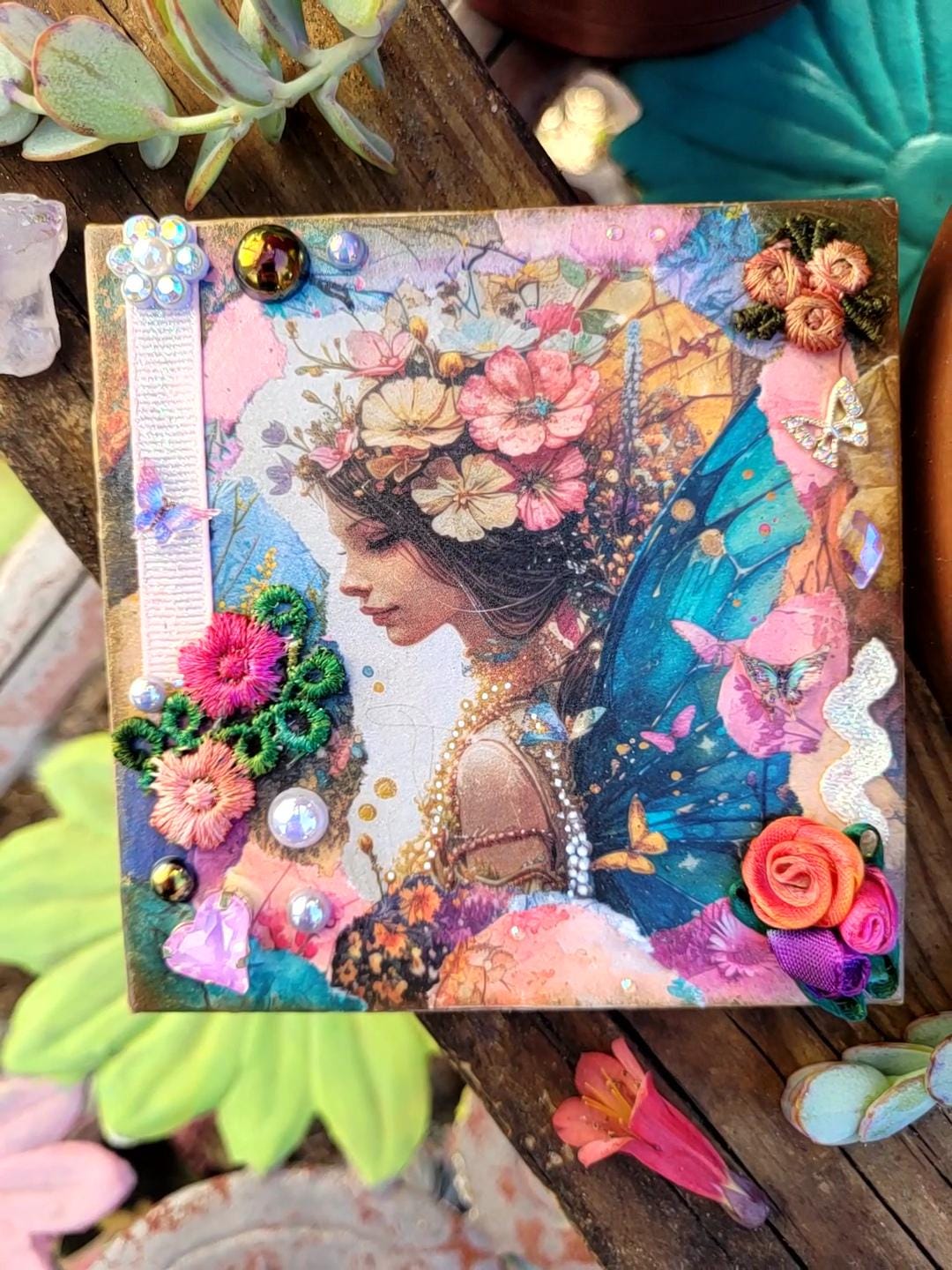 Whimsical Fairycore Mixed Media Art on Canvas - Etsy