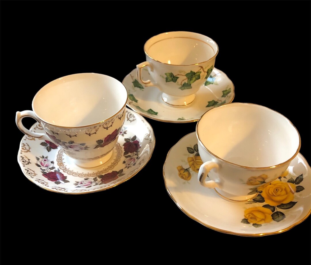 VTG Lot of 3 Queen Anne & Colclough Tea Cups Bone China and Saucers - Etsy