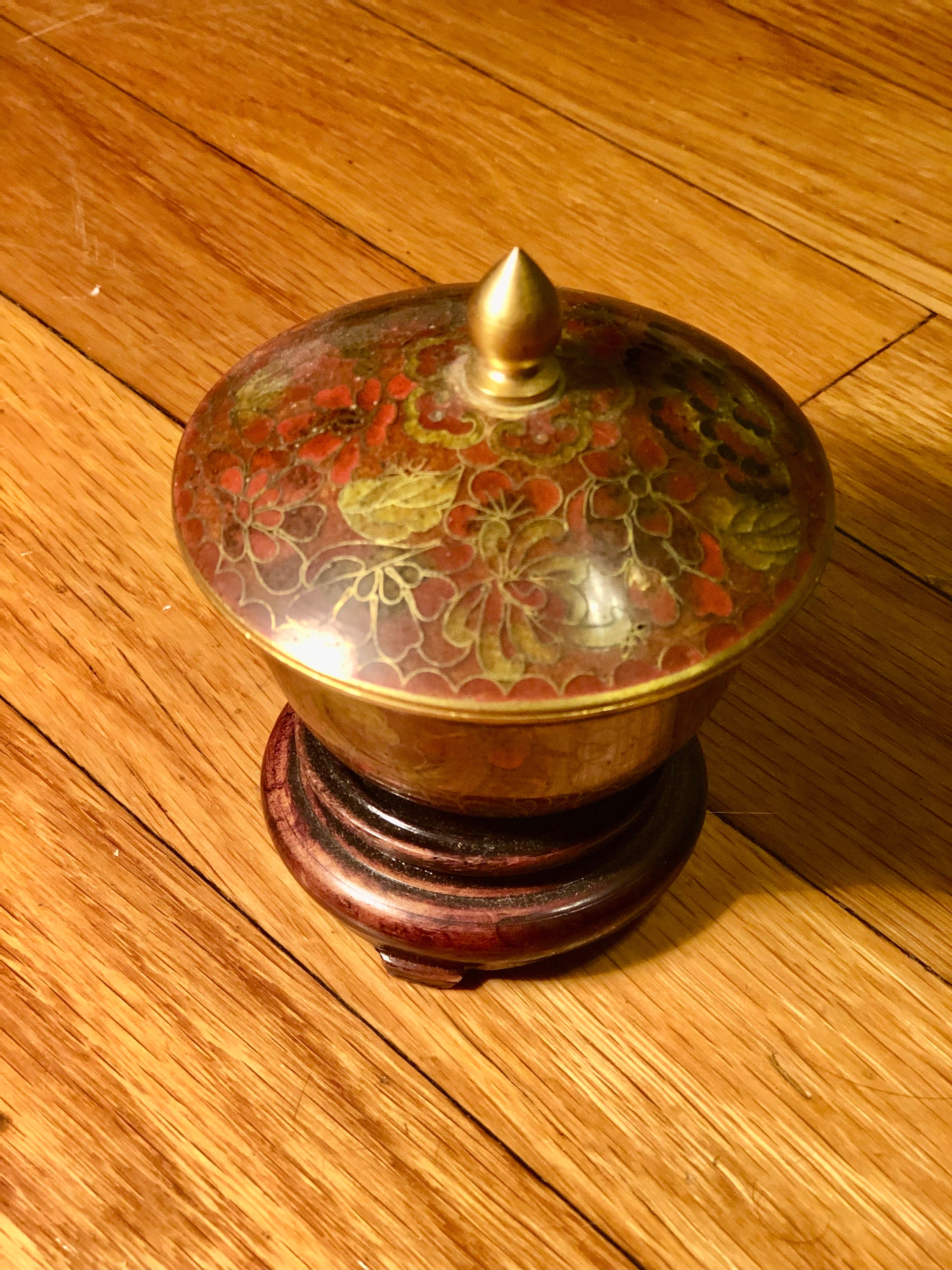 Vintage Jingfa Cloisonné Covered Dish With Stand Beautiful Chinese ...