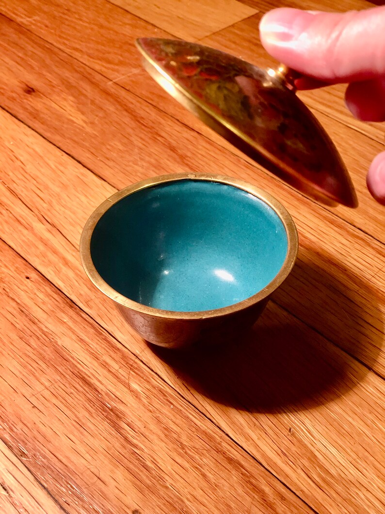 Vintage Jingfa Cloisonné Covered Dish With Stand Beautiful Chinese ...