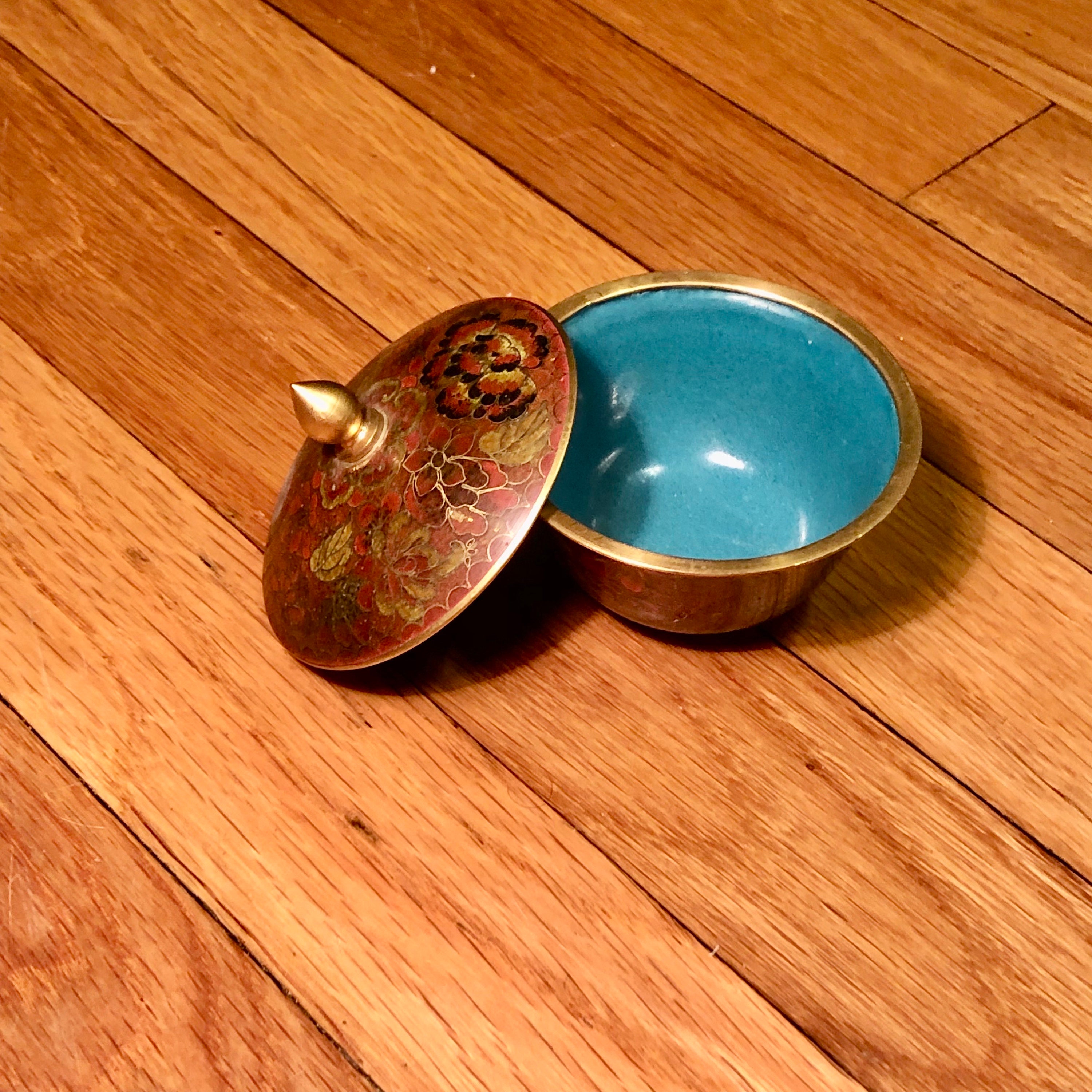 Vintage Jingfa Cloisonné Covered Dish With Stand Beautiful Chinese ...