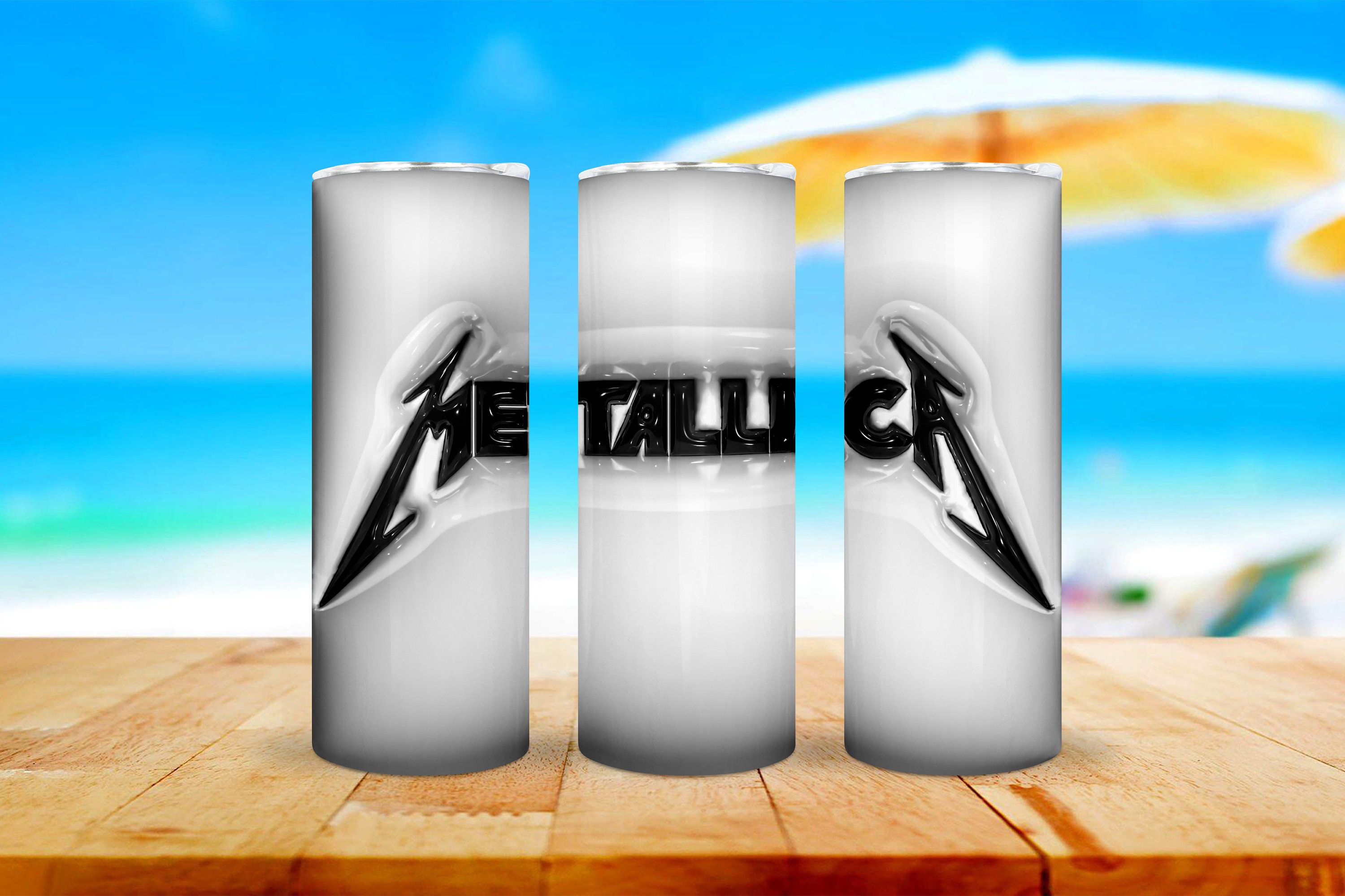3D Metallica Bright Skull 20 Oz Skinny Tumbler Sublimation Design ...