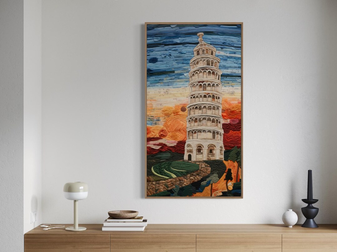 Leaning Tower of Pisa Quilt Art Print – Italy Wall Decor – Colorful ...