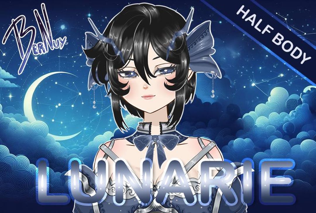 LIVE2D Vtuber Model/commercial Use - LUNARIE - Half Body Vtuber - Etsy
